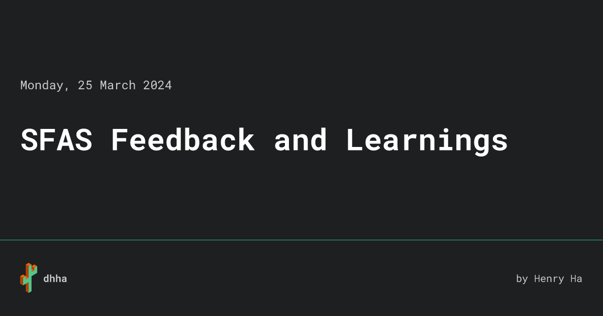 SFAS Feedback and Learnings • dhha